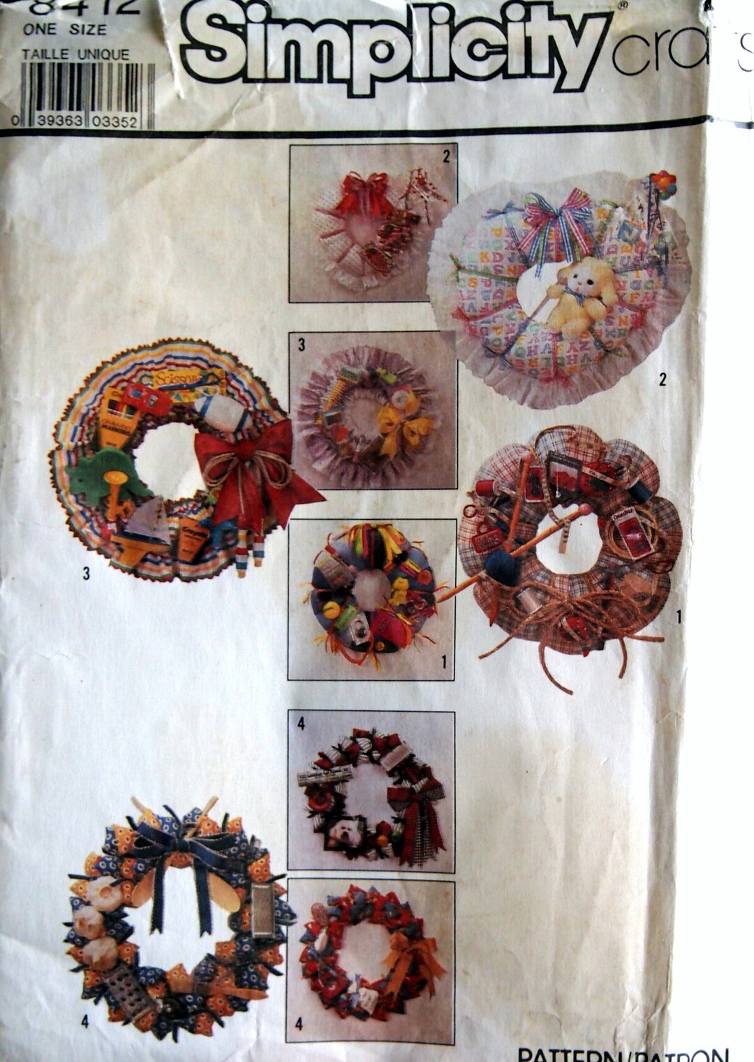 Decorative Gift Wreaths Simplicity Crafts 8412 Vintage Uncut Sewing ...