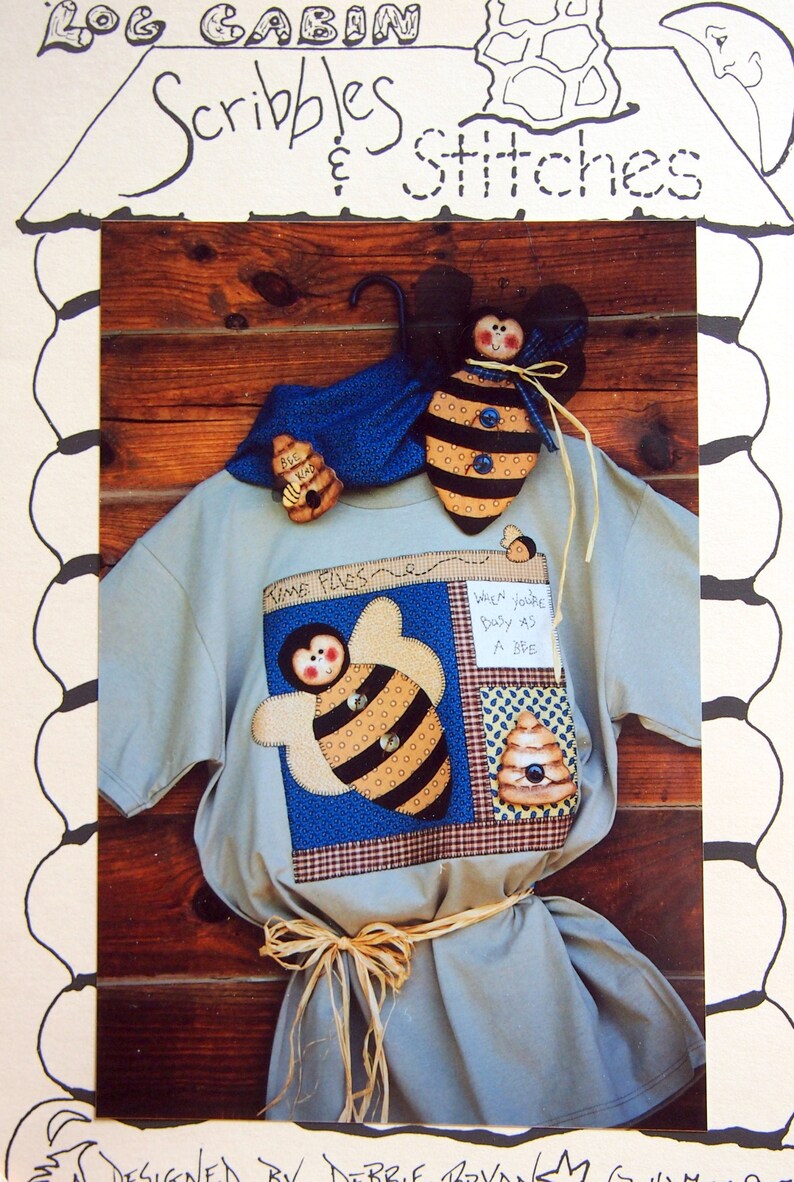 Busy Bees - Log Cabin Scribbles and Stitches by Debbie Bryan Vintage ...