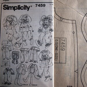 24-inch Rabbits and Clothes Simplicity Crafts 7459 Vintage Uncut Sewing ...