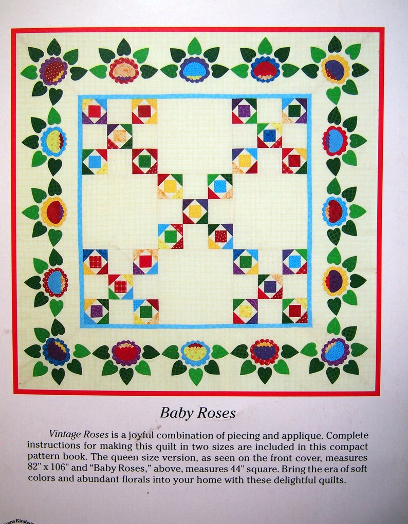 Vintage Roses by Jeana Kimball Vintage Quilt Pattern Leaflet 1999 - Etsy