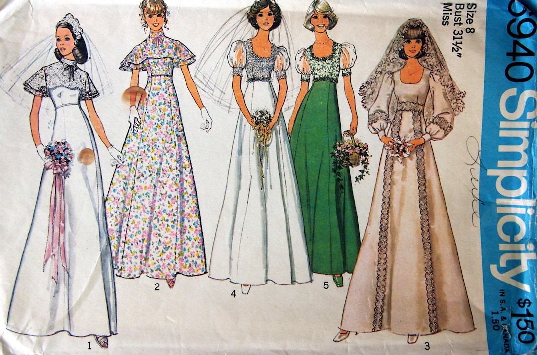 Misses' Bridal, Bridesmaid or Prom Dress Size 8 Simplicity 6940 Vintage ...
