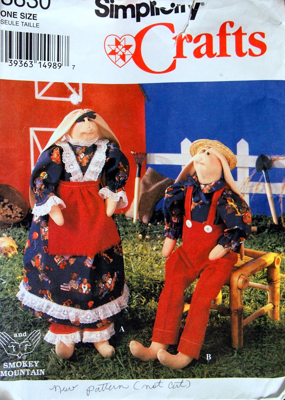 17" Stuffed Rabbits and Clothes Simplicity Crafts 8830 Vintage Uncut ...