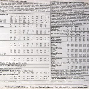 Misses' Dress With Skirt and Length Variations Size 6, 8, 10, 12, 14 ...