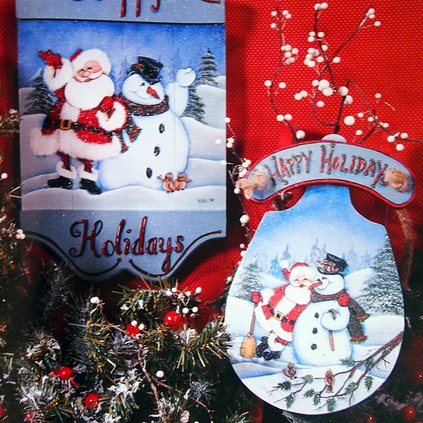 Christmas Magic Snowman Santa Christmas Holiday Winter Tole Painting ...