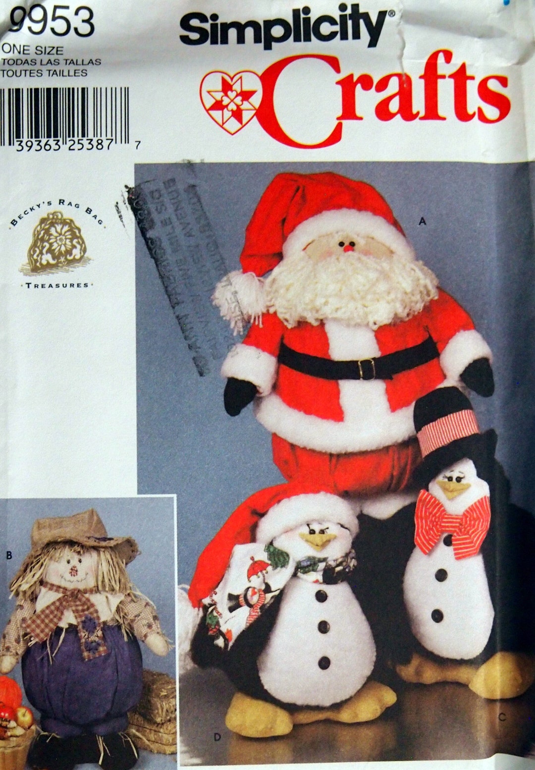 Penguins Santa Scarecrow Simplicity Crafts 9953 Vintage - Etsy