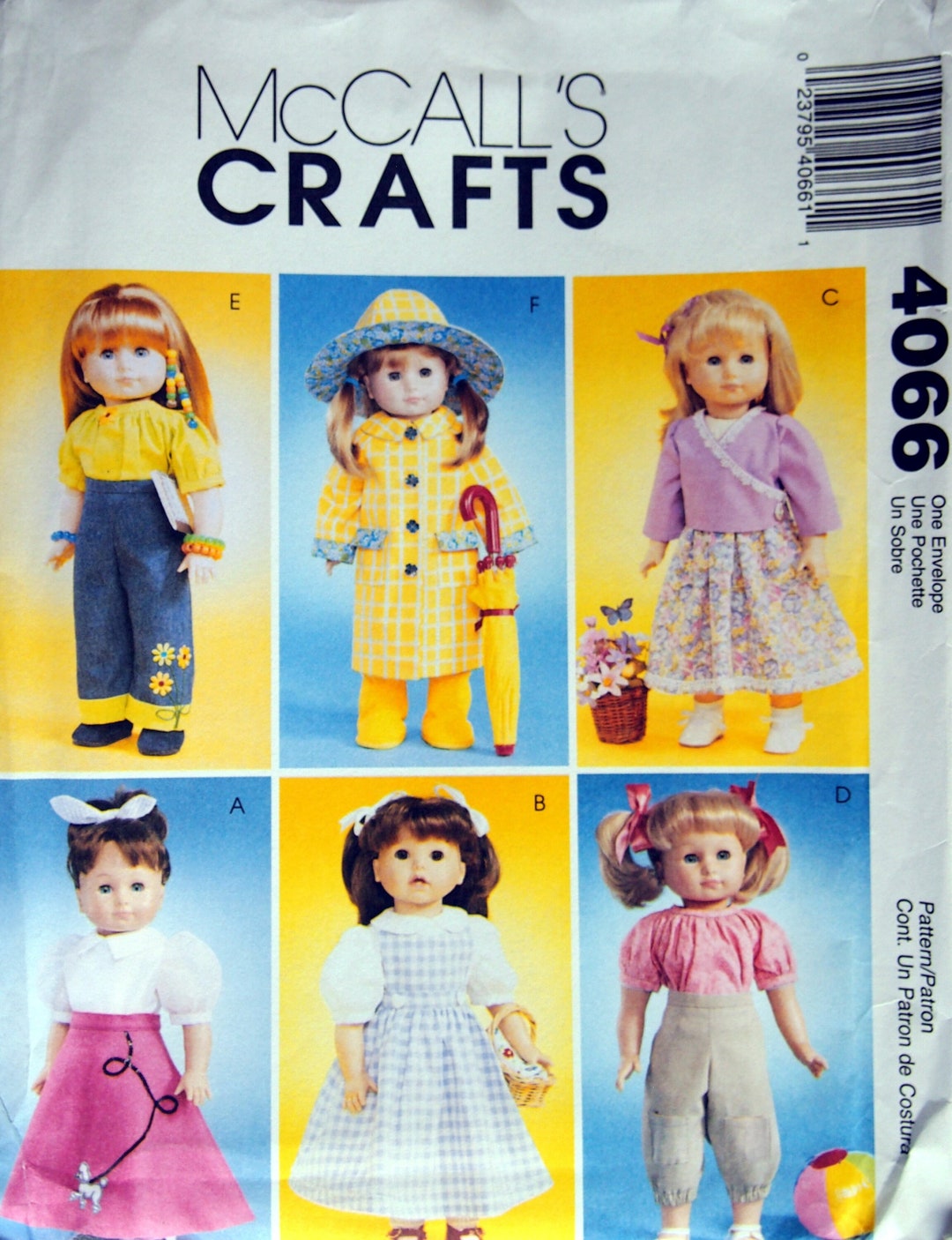 18-inch Doll Clothes Mccall's Crafts 4066 Vintage Uncut Sewing Pattern ...