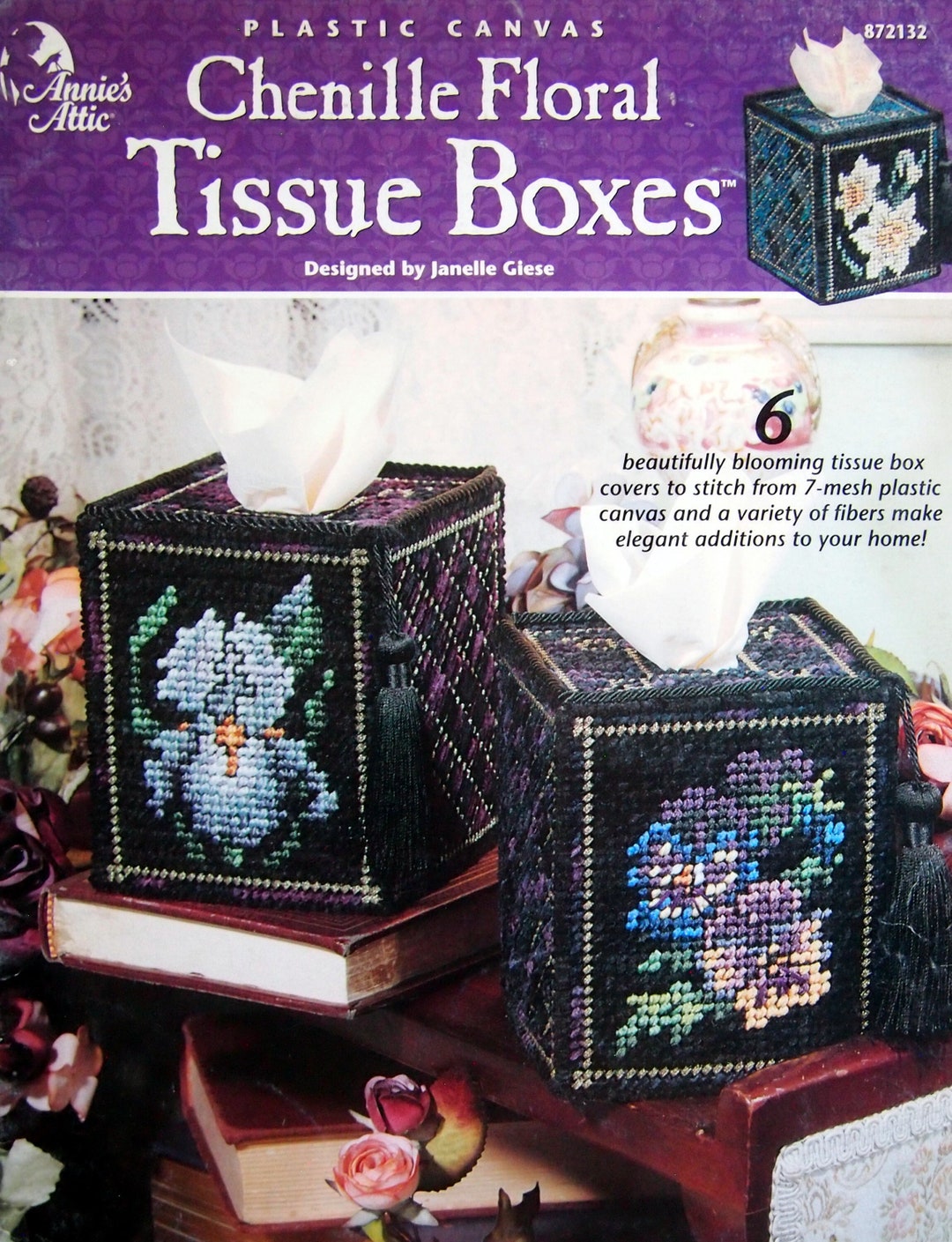Chenille Floral Tissue Boxes by Janelle Giese and Annie's Attic Vintage ...