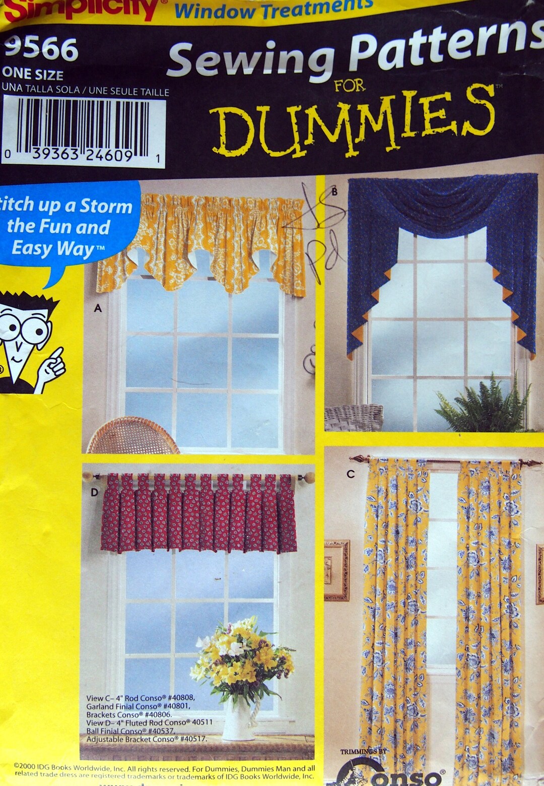 Window Treatments Sewing Patterns for Dummies Simplicity 9566 Vintage ...