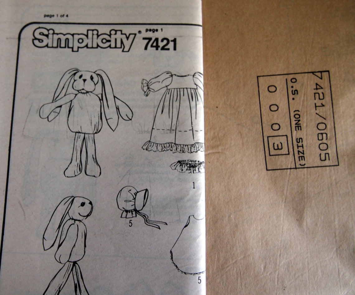 Sock Bunny and Clothes Simplicity Crafts 7421 Vintage Uncut - Etsy