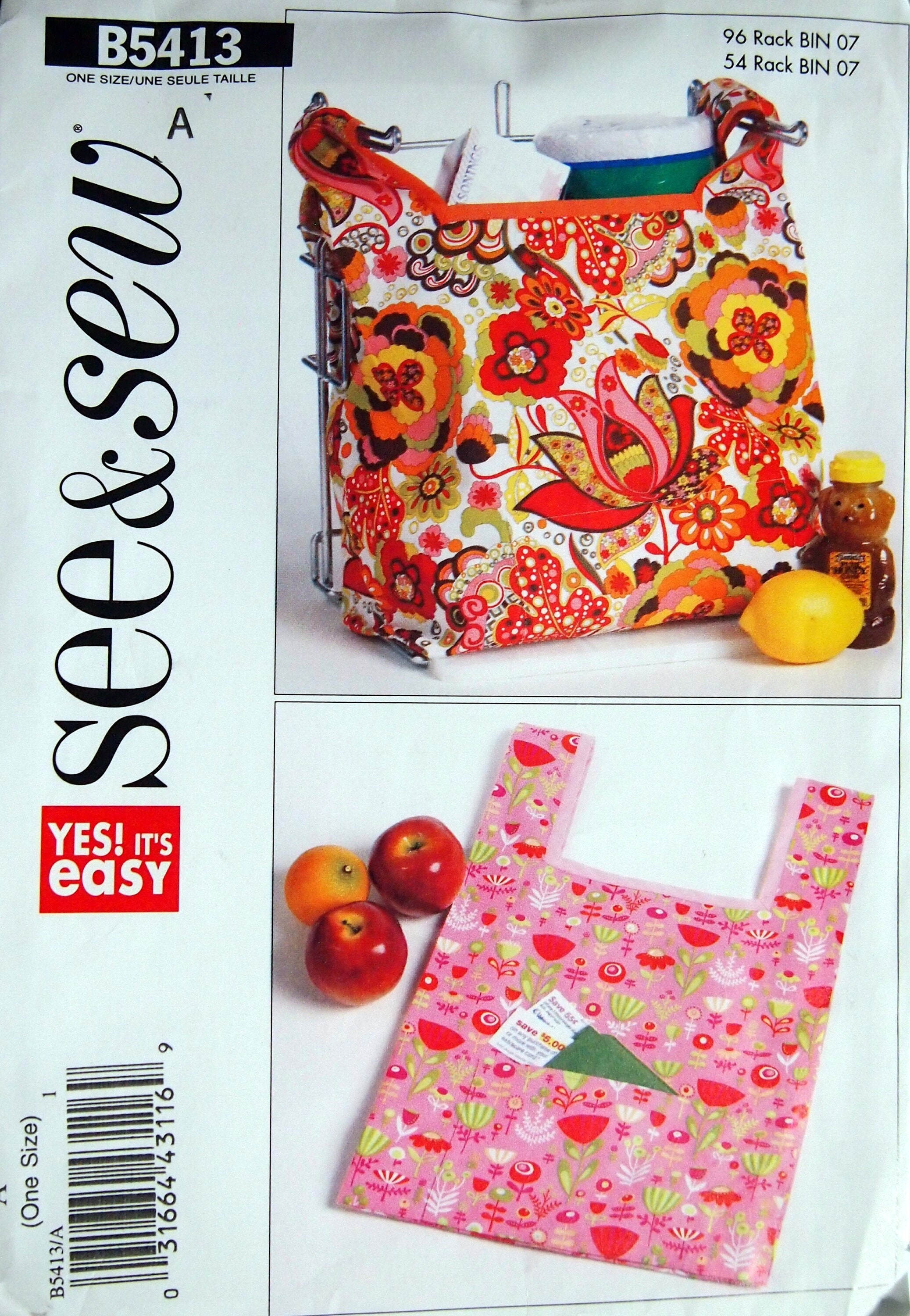 Kits & How To Patterns Sewing & Fiber Bag Butterick See & Sew B5413 ...
