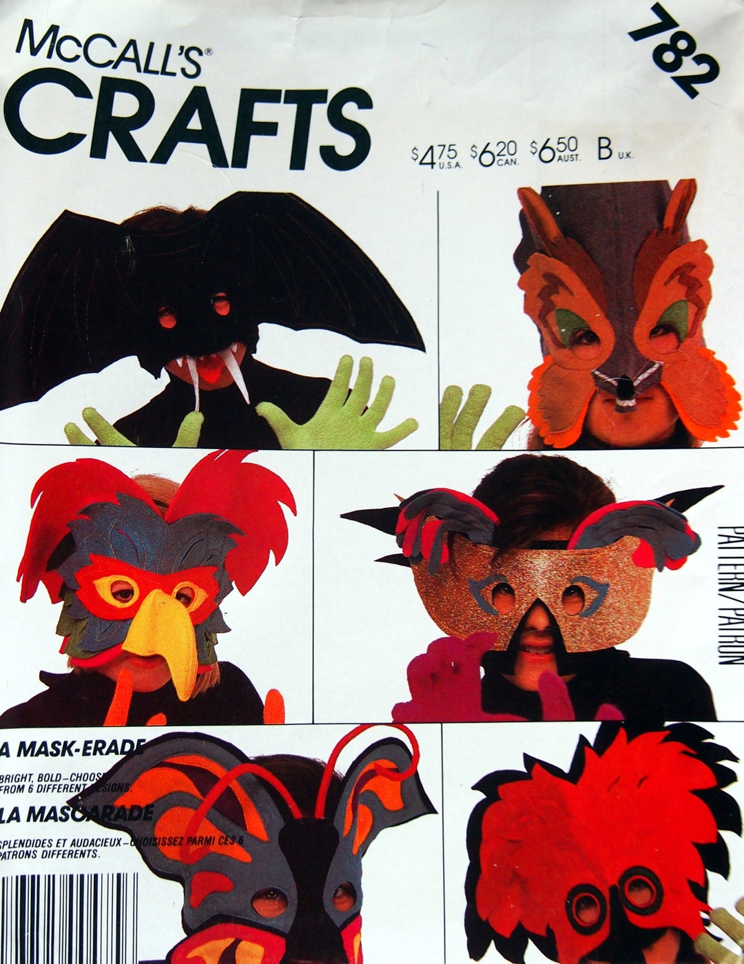 Halloween Mask Package Mccall's Crafts 782 Vintage Uncut Sewing Pattern ...