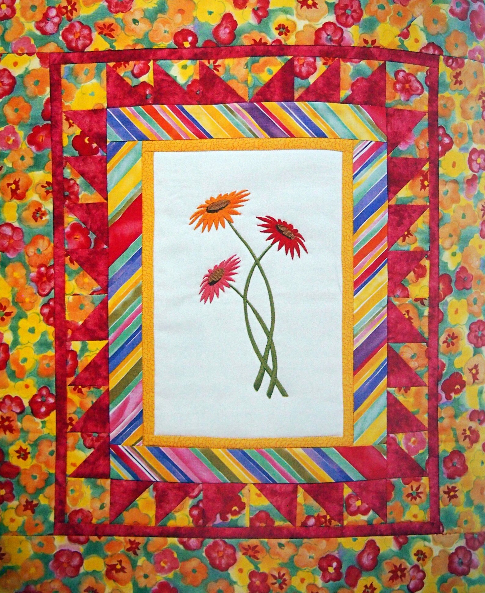 Machine Embroidered Quilts Creating With Colorful Stitches by | Etsy