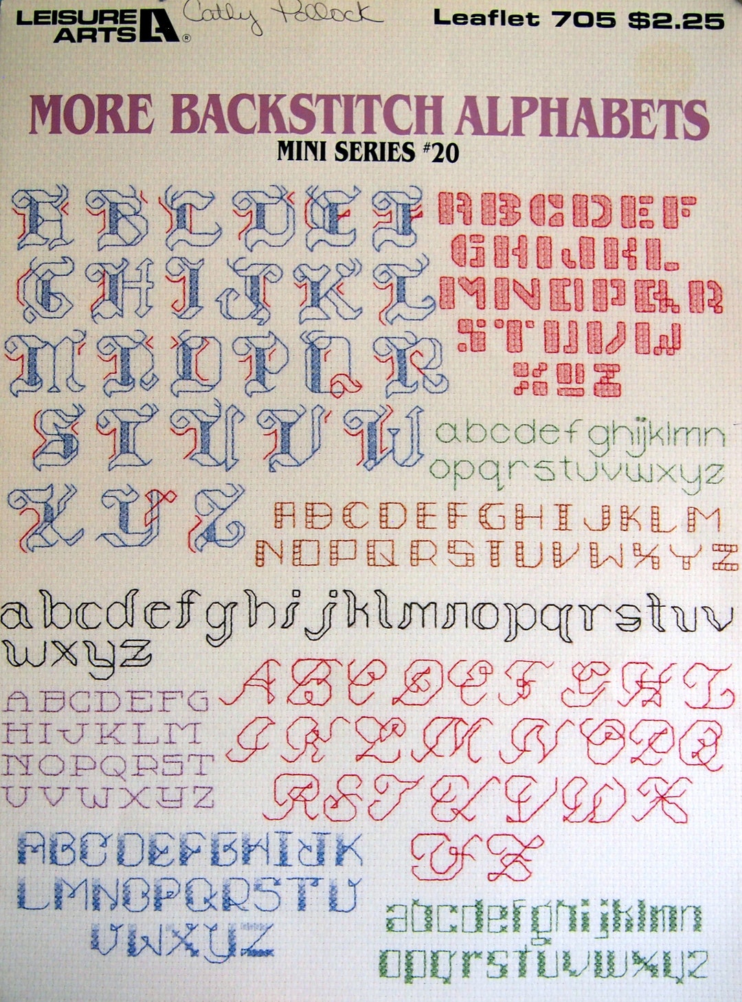 More Backstitch Alphabets Mini Series Number 20 by Leisure Arts Vintage ...