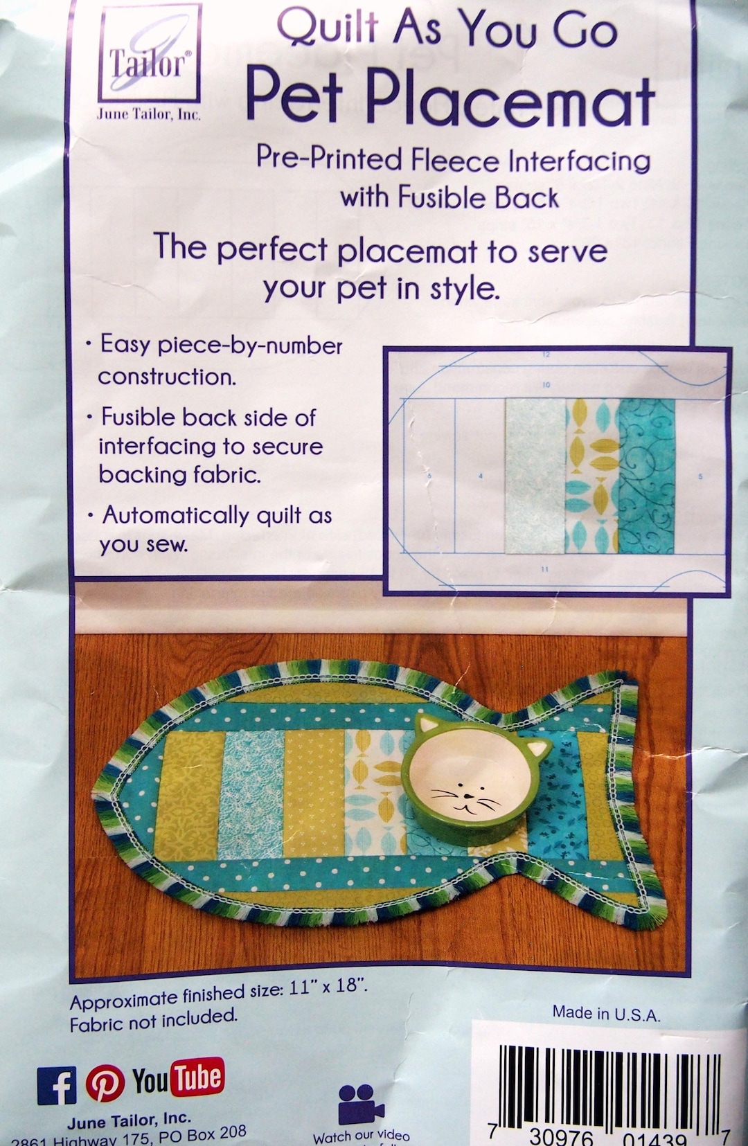 Quilt as You Go Pet Placemat by June Tailor, Inc. Pre-printed Fleece ...
