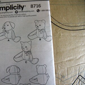 Stuffed Animals Simplicity 8716 Uncut Sewing Pattern 2018 - Etsy