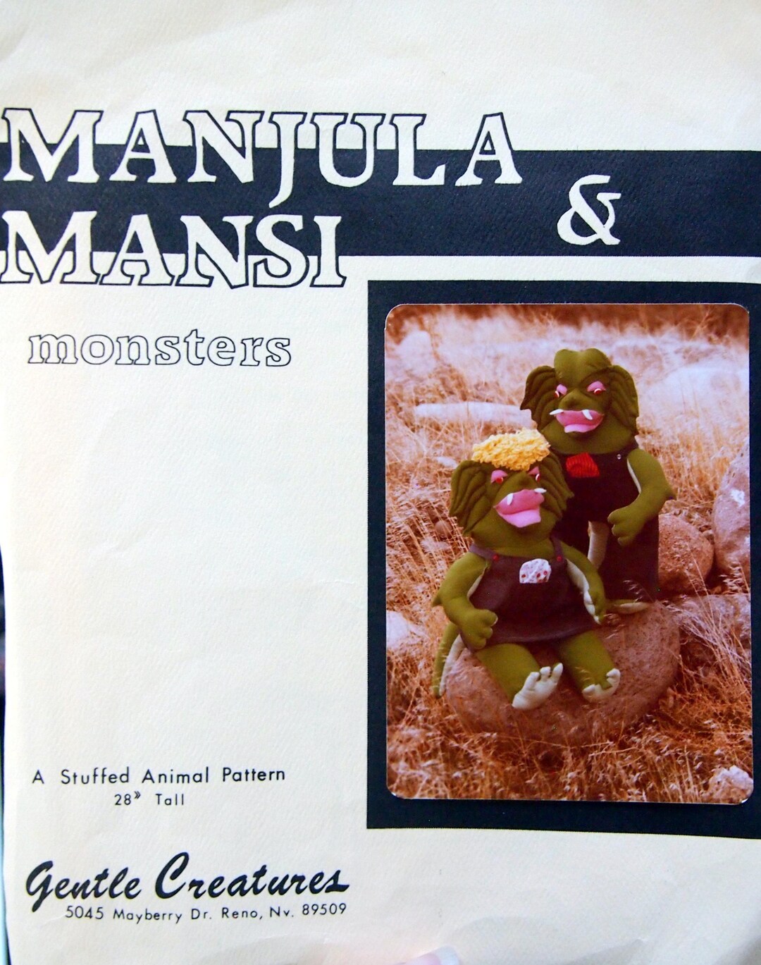 Manjula & Mansi Monsters - A Stuffed Animal Pattern - 28 Inches Tall by ...