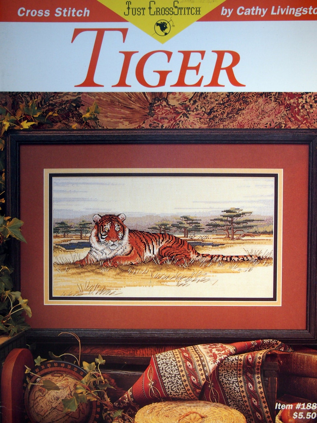 Tiger by Cathy Livingston Vintage Cross Stitch Pattern Leaflet 1992 - Etsy