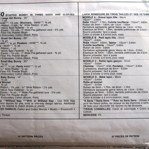 Stuffed Bunny in Three Sizes and Clothes Mccall's Crafts 3760 Vintage ...