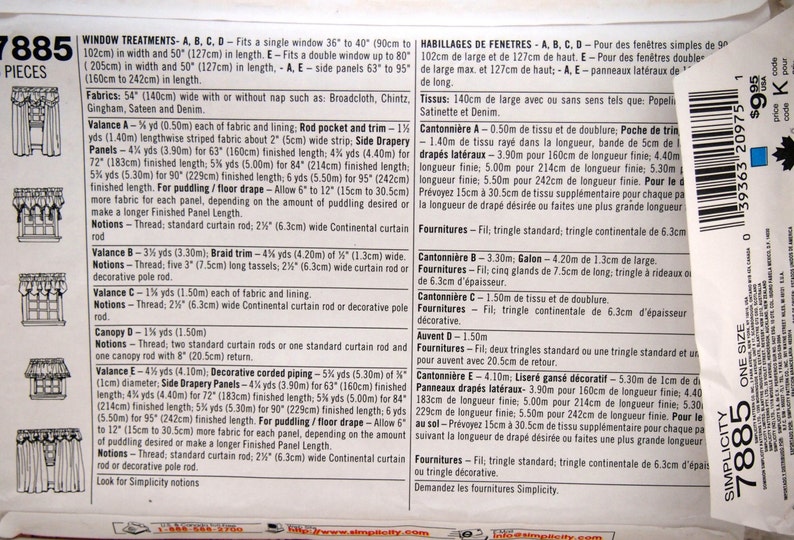 Window Treatments Simplicity Home 7885 Uncut Sewing Pattern | Etsy