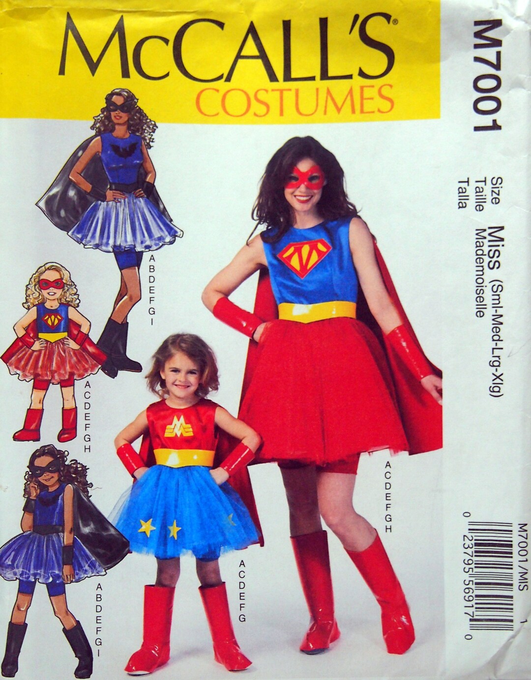 Misses' Costumes Size S, M, L, and XL Mccall's Costumes M7001 Uncut ...