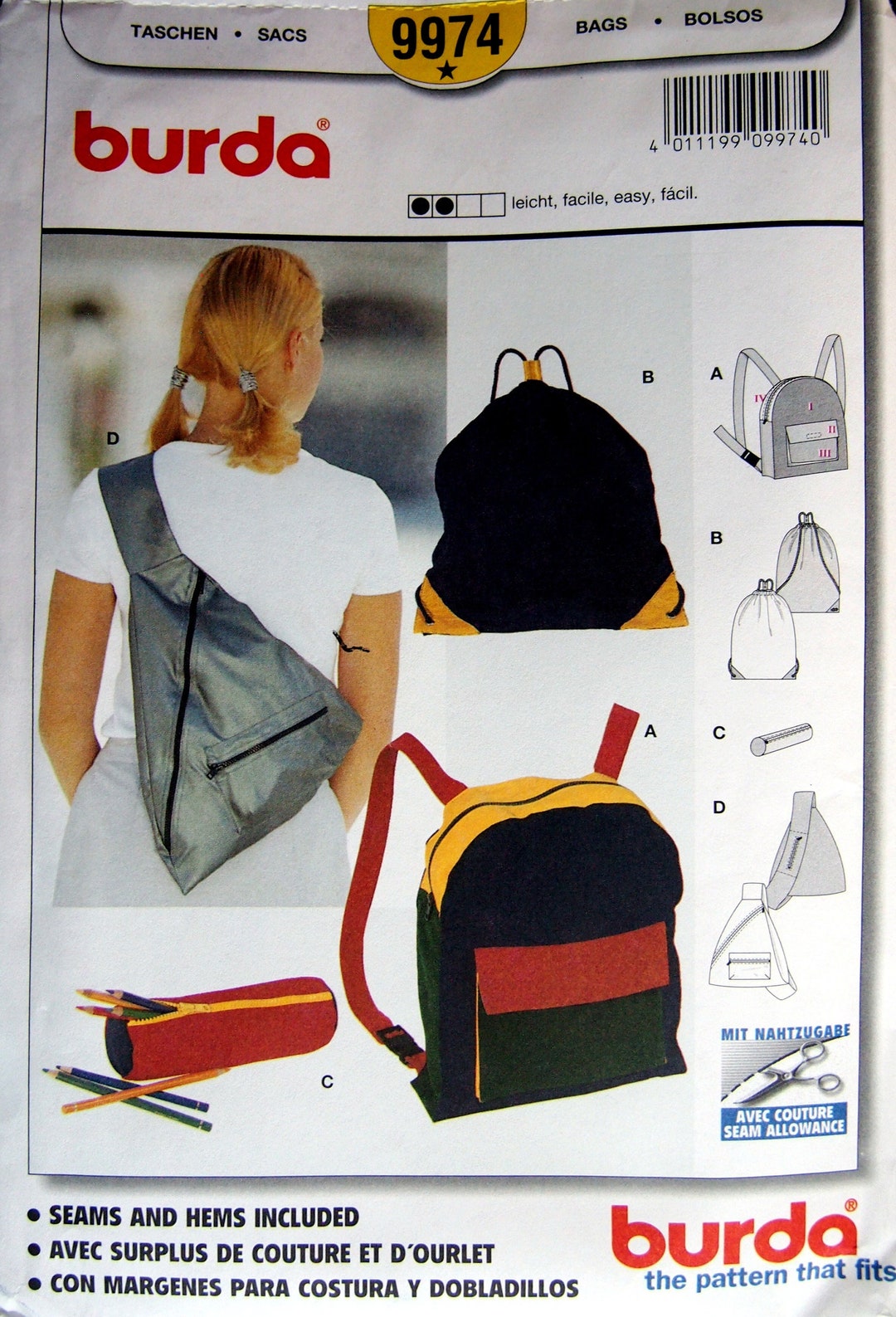 Bags Burda 9974 Uncut Sewing Pattern Undated - Etsy