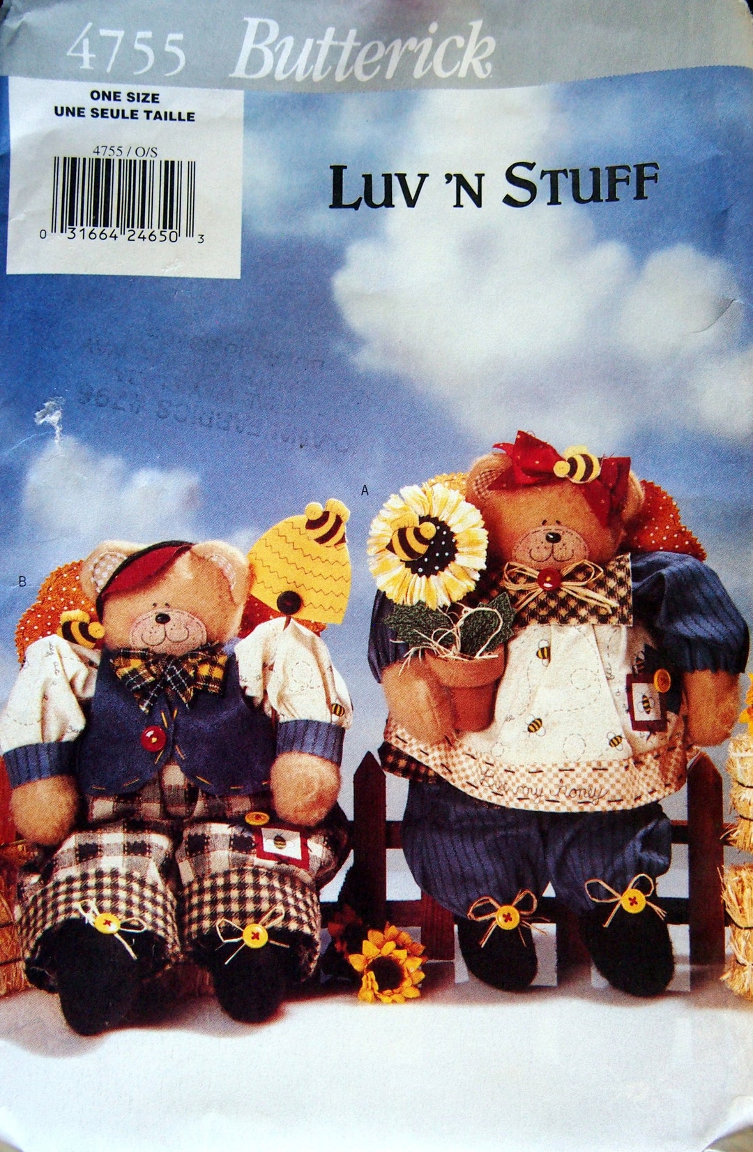 13" Honey Bears - Luv 'N Stuff Butterick 4755 Vintage Uncut Sewing ...