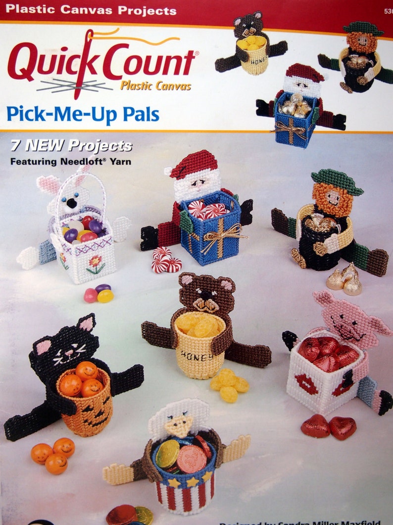Pick Me up Pals - 7 New Projects by Sandra Miller Maxfield Vintage Quick Count Plastic Canvas ...