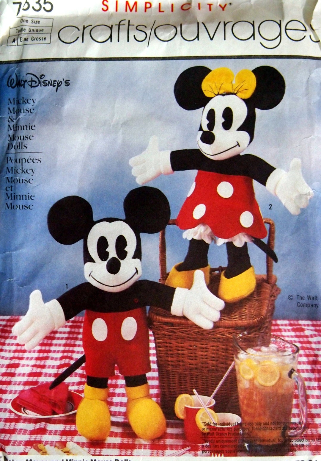 Mickey Mouse and Minnie Mouse Dolls Simplicity Crafts 7635 Vintage ...