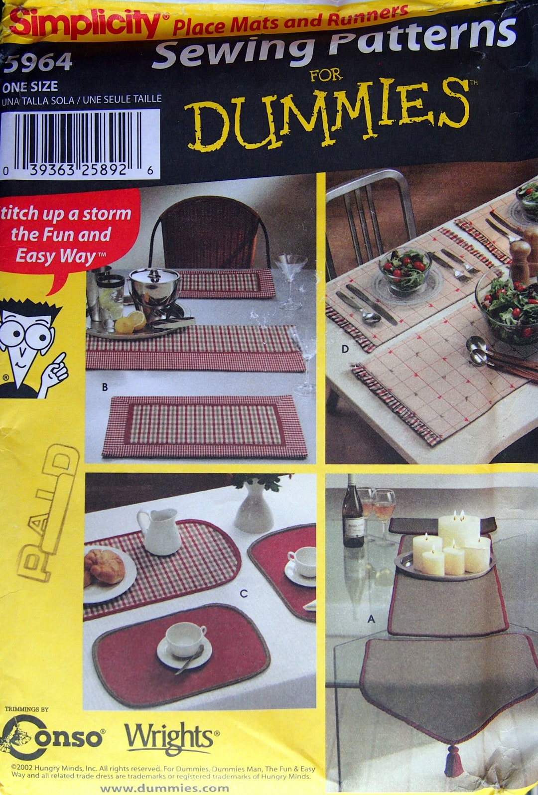 Table Runners in Three Sizes and Place Mats Simplicity Sewing Patterns ...