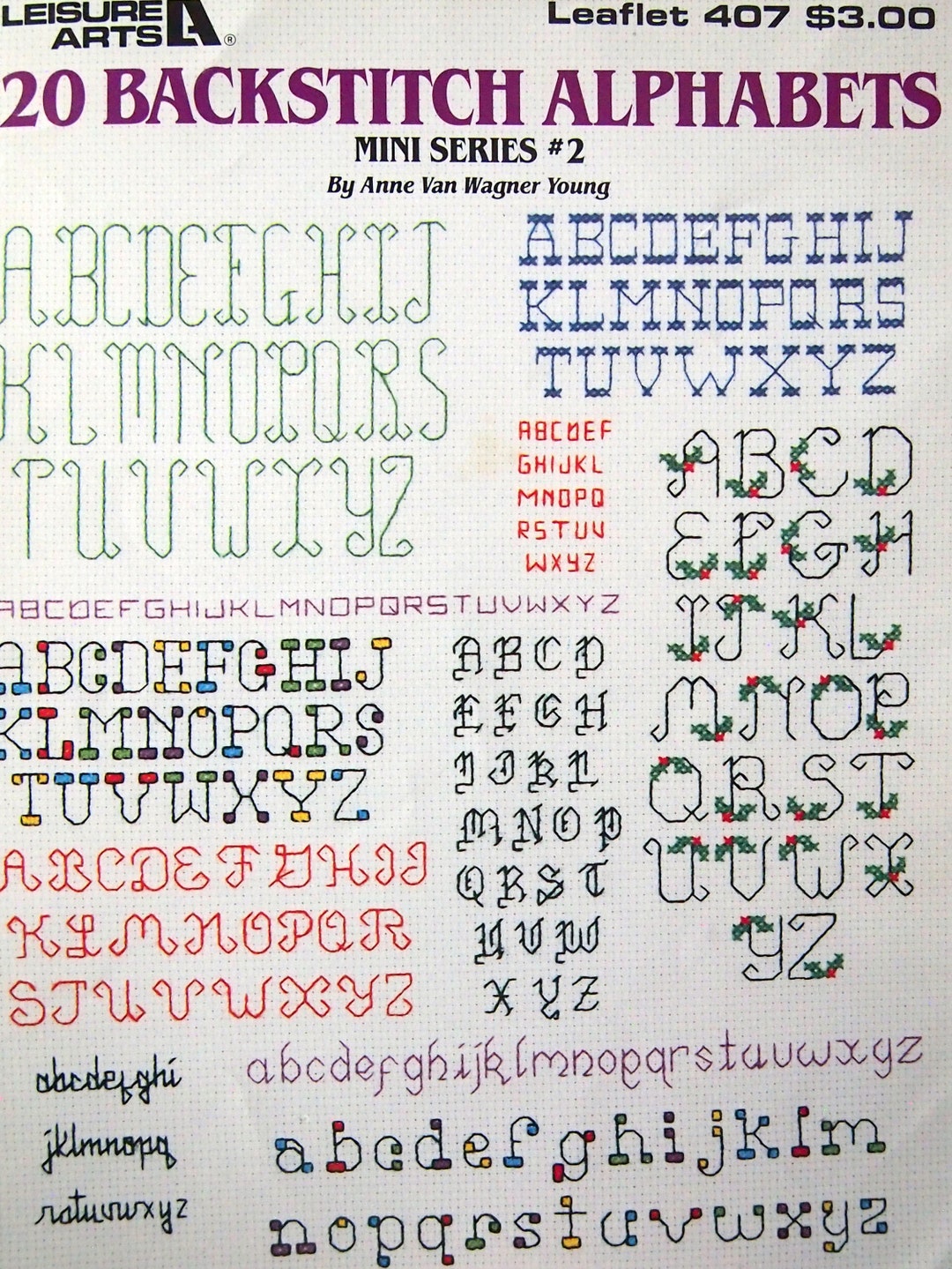 20 Backstitch Alphabets Mini Series Number 2 by Anne Van Wagner Young ...