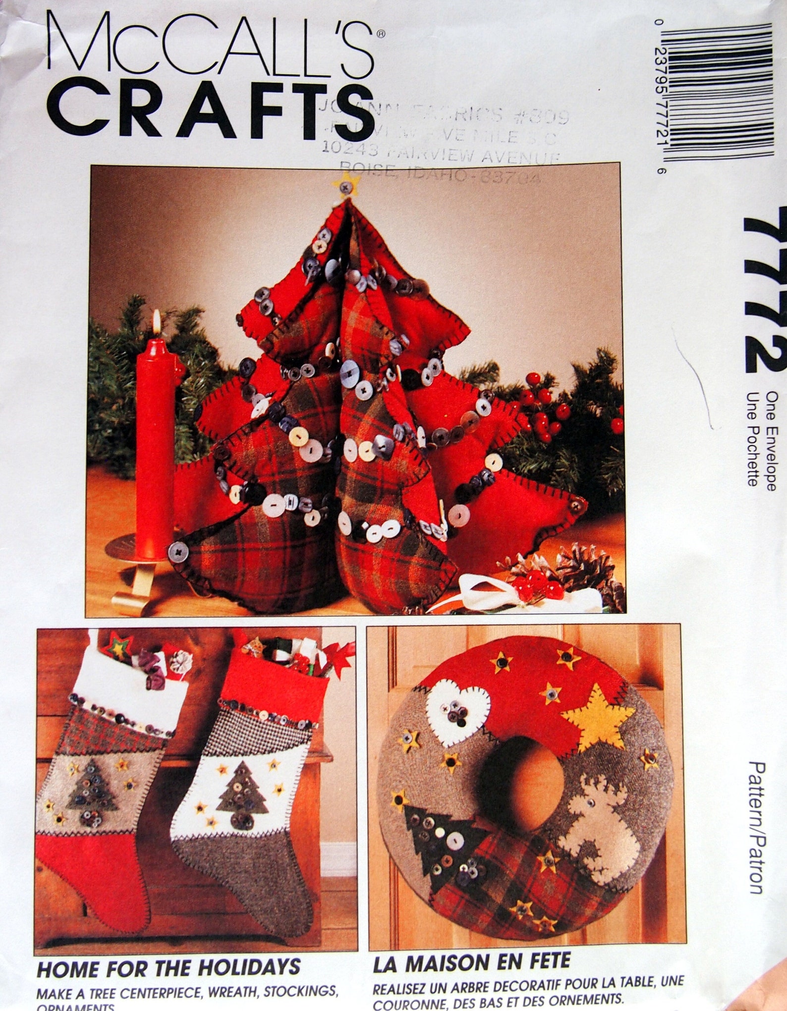 Christmas Decorations Mccall's Crafts 7772 Vintage Uncut Sewing Pattern ...