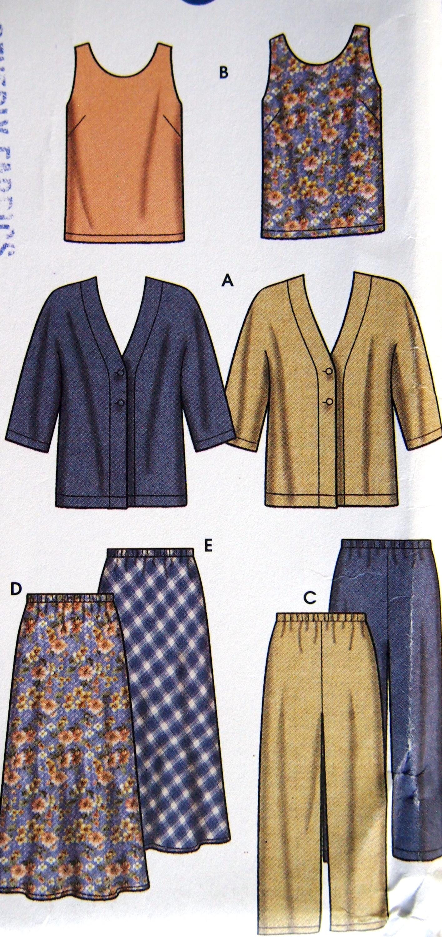 Women's Unlined Jacket, Top, Cropped Pants and Skirt Size 18W, 20W, 22W ...