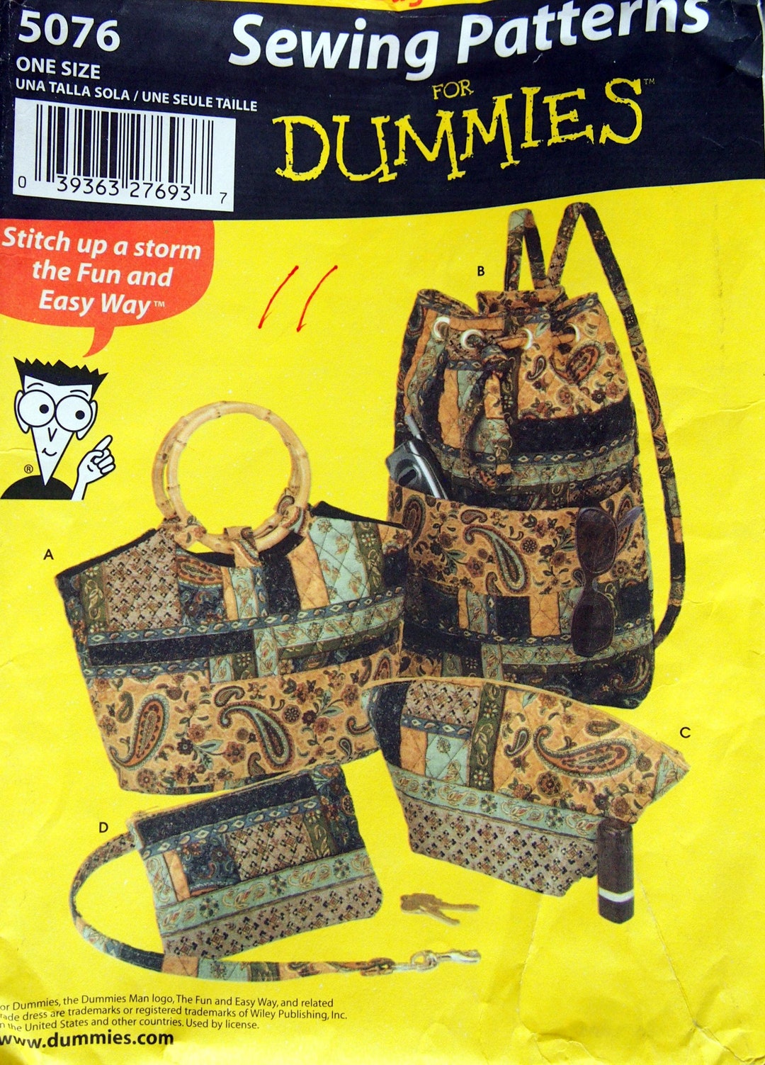 Bags Simplicity Sewing Patterns for Dummies 5076 Vintage Uncut Sewing ...