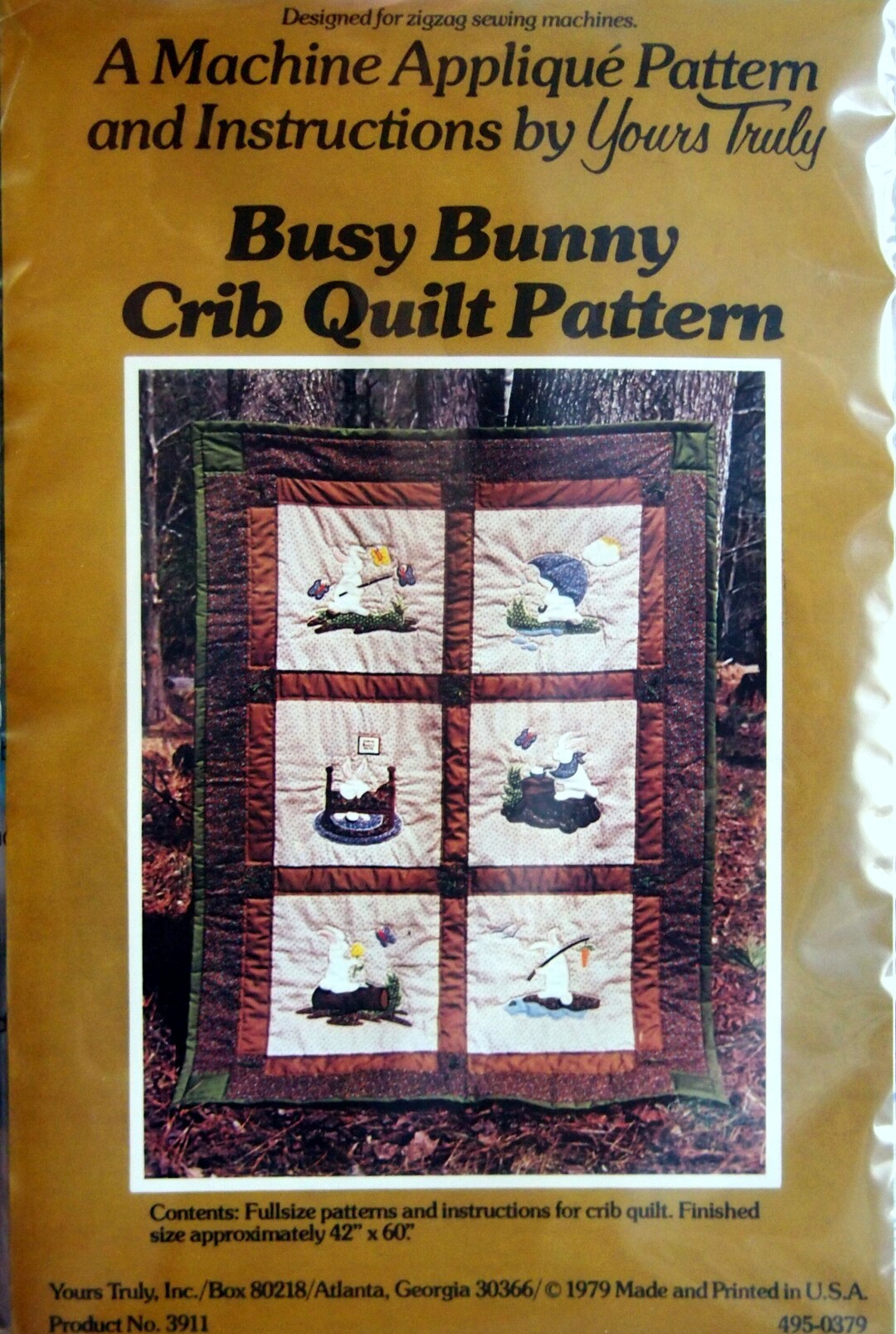 Busy Bunny Crib Quilt Pattern by Yours Truly Vintage Uncut Quilting ...