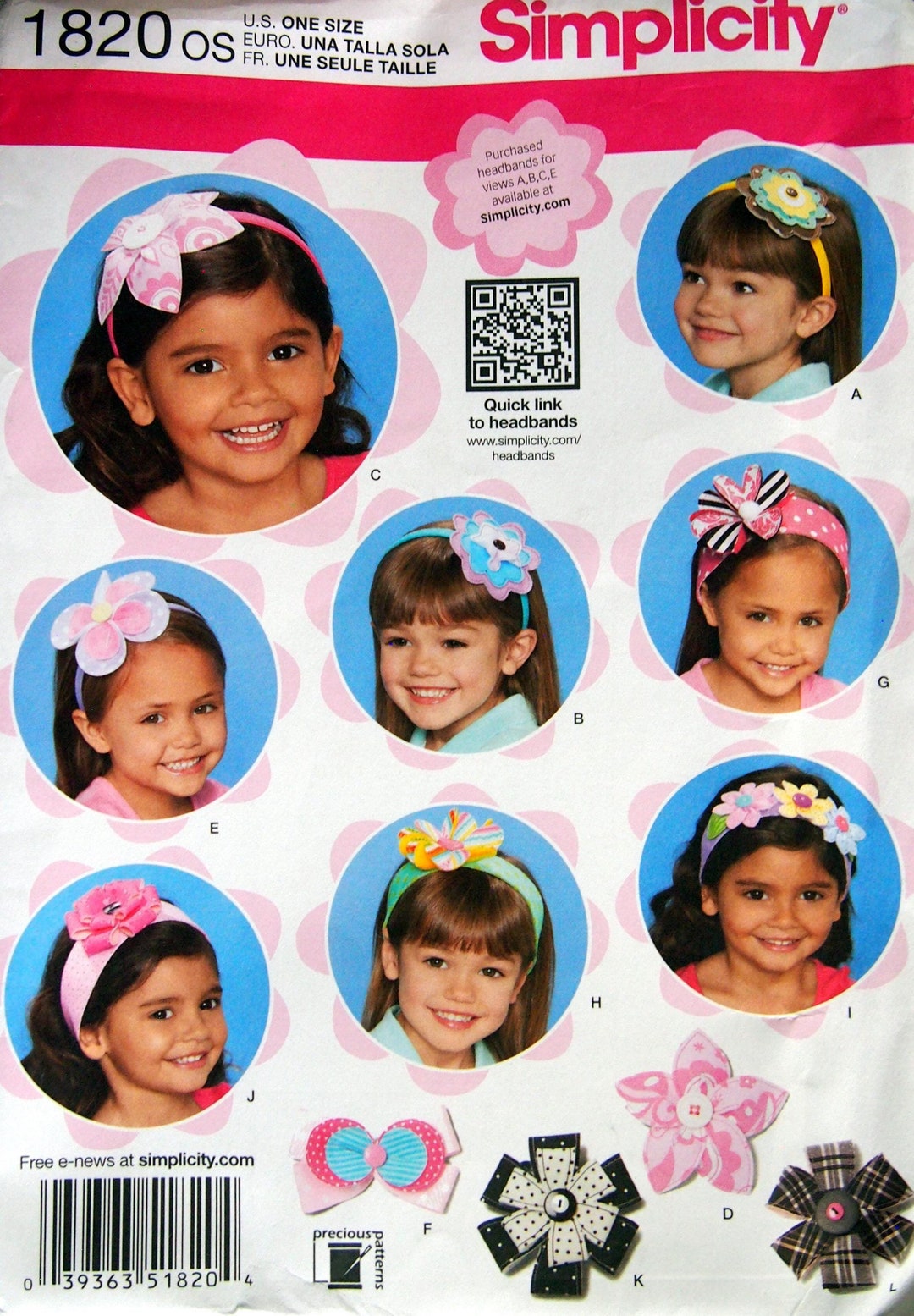 Hair Accessories Simplicity 1820 Uncut Sewing Pattern 2012 - Etsy