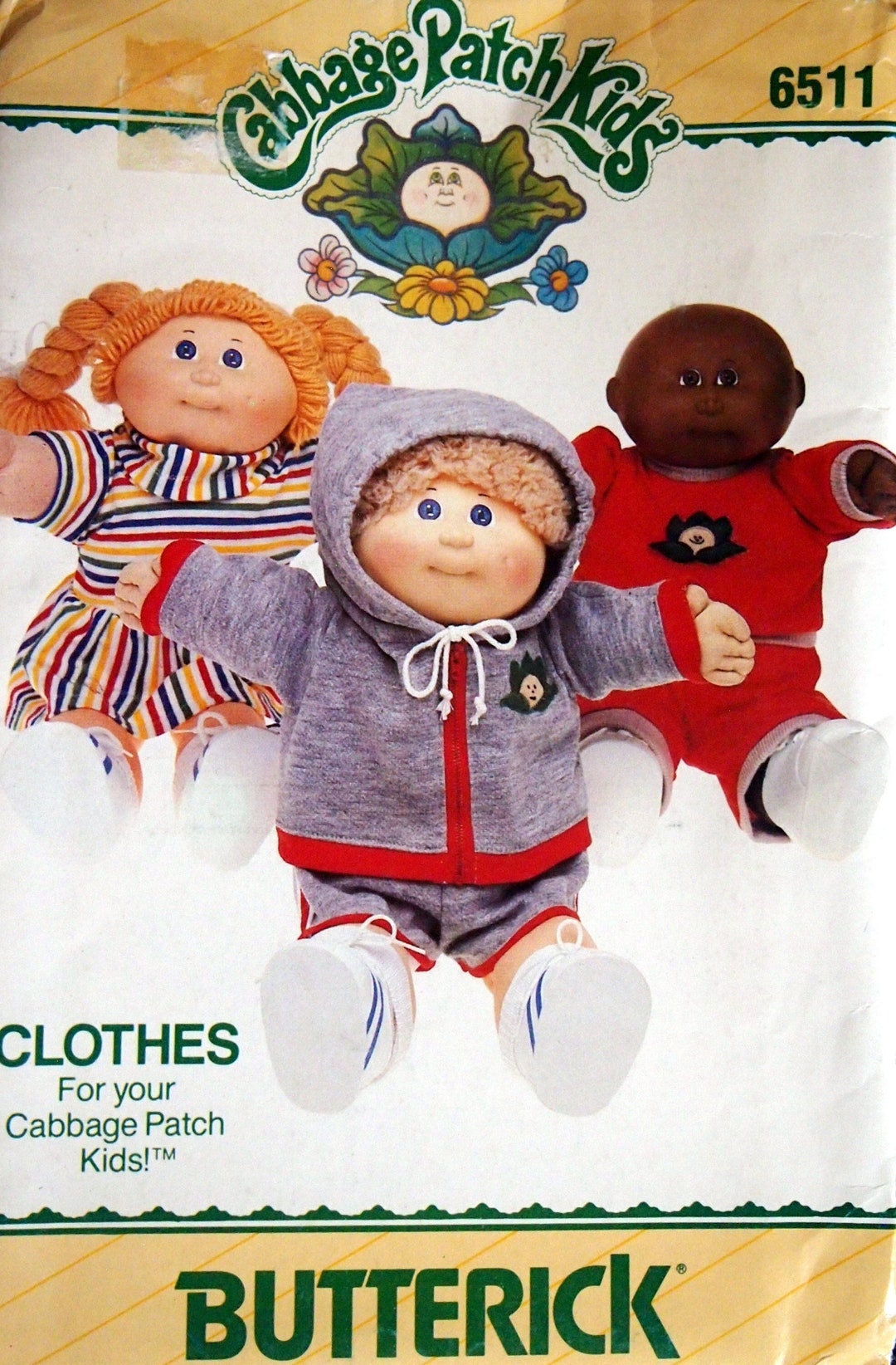 Cabbage Patch Kids Clothes Butterick 6511 Vintage Uncut Sewing Pattern ...