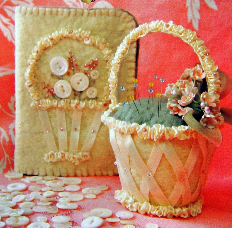 Frilly Ribbons - Basket Pincushion & Needlecase by Meg Hawkey and ...
