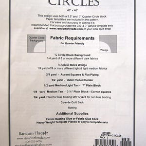Circles by Sheryl Mycroft and Random Threadz Quilt Pattern Packet 2007 ...
