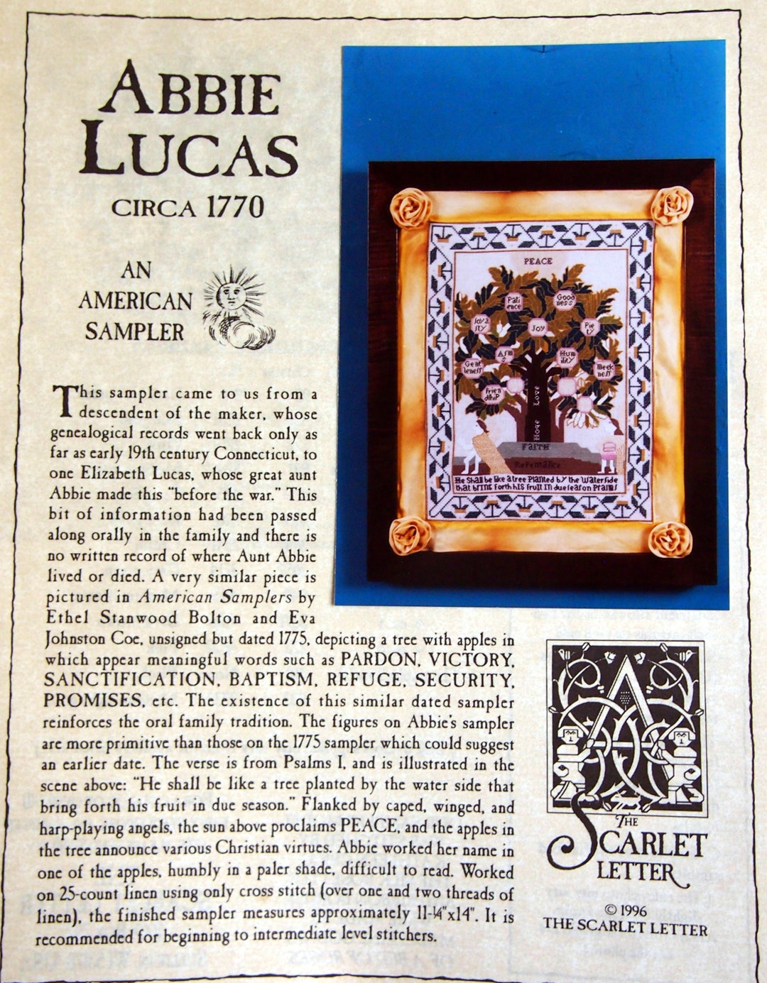 Abbie Lucas - Circa 1770 by the Scarlet Letter Vintage Counted Cross ...