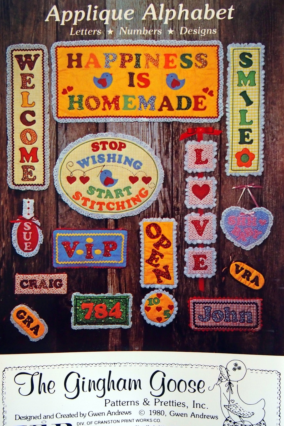 Applique Alphabet by Gwen Andrews and the Gingham Goose Uncut Vintage ...