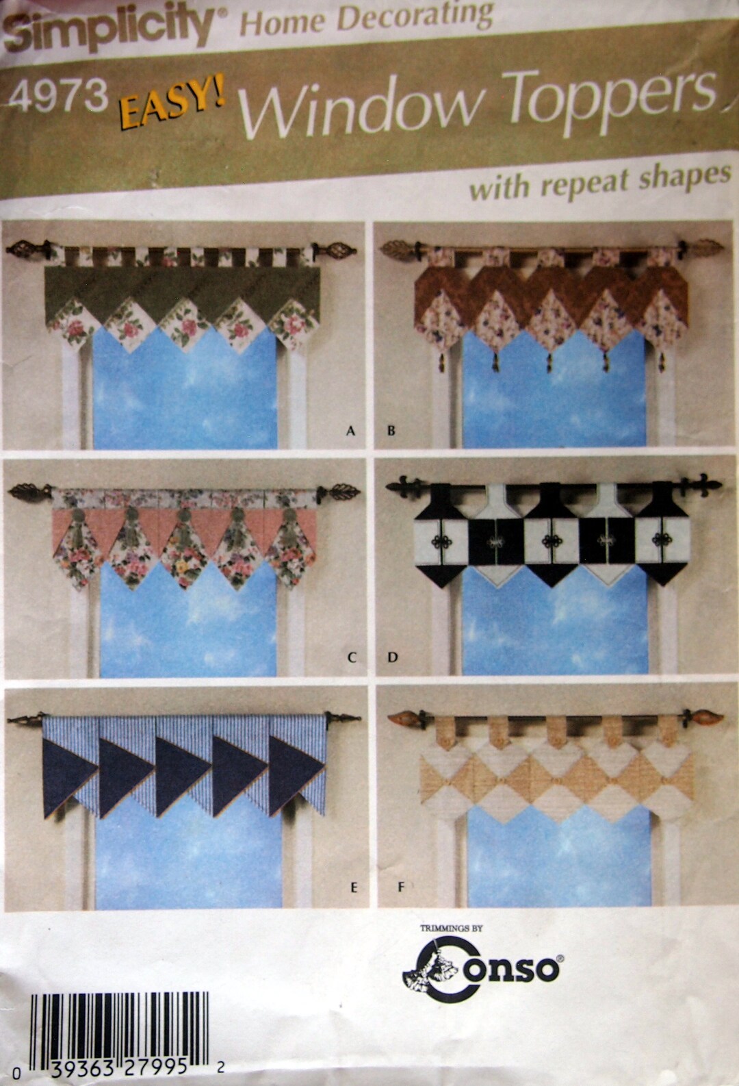 Window Treatments Simplicity Home Decorating 4973 Uncut Sewing Pattern ...