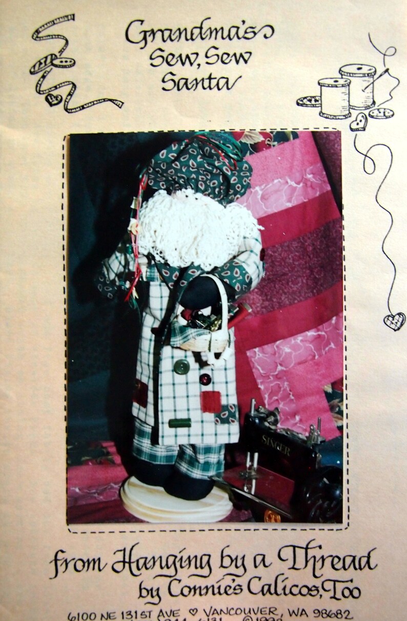 Grandma's Sew Sew Santa From Hanging by A Thread by | Etsy