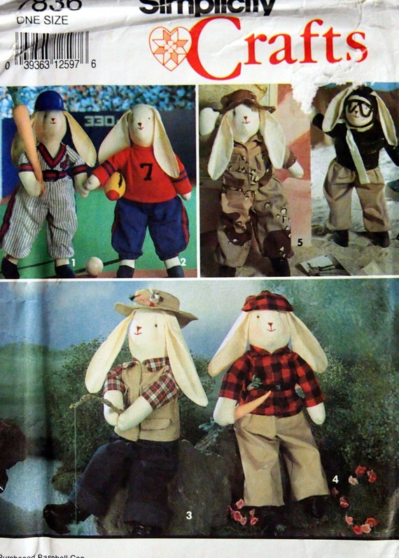 Boy Bunny And Clothes Simplicity Crafts 7836 Vintage Uncut | Etsy