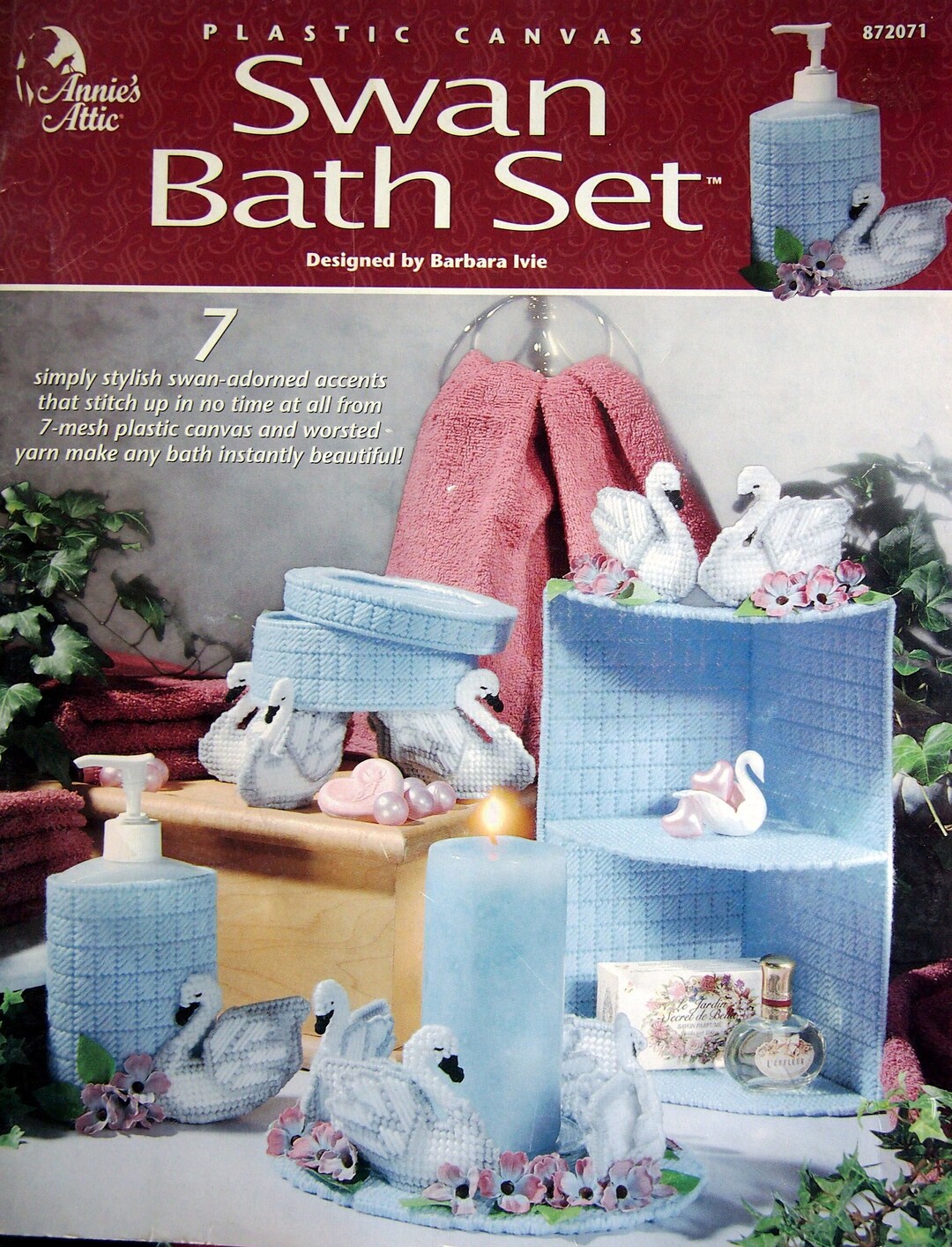 Swan Bath Set by Barbara Ivie and Annie's Attic Vintage Plastic Canvas ...