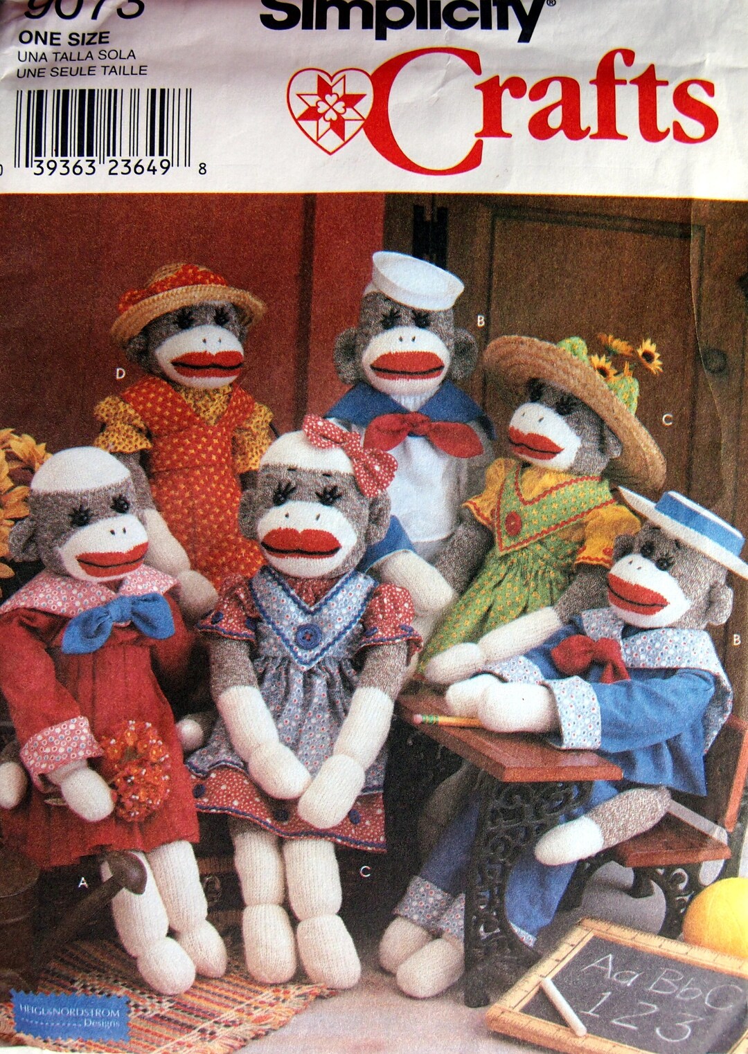 22-inch Sock Monkey and Clothes Simplicity Crafts 9073 Vintage Uncut ...