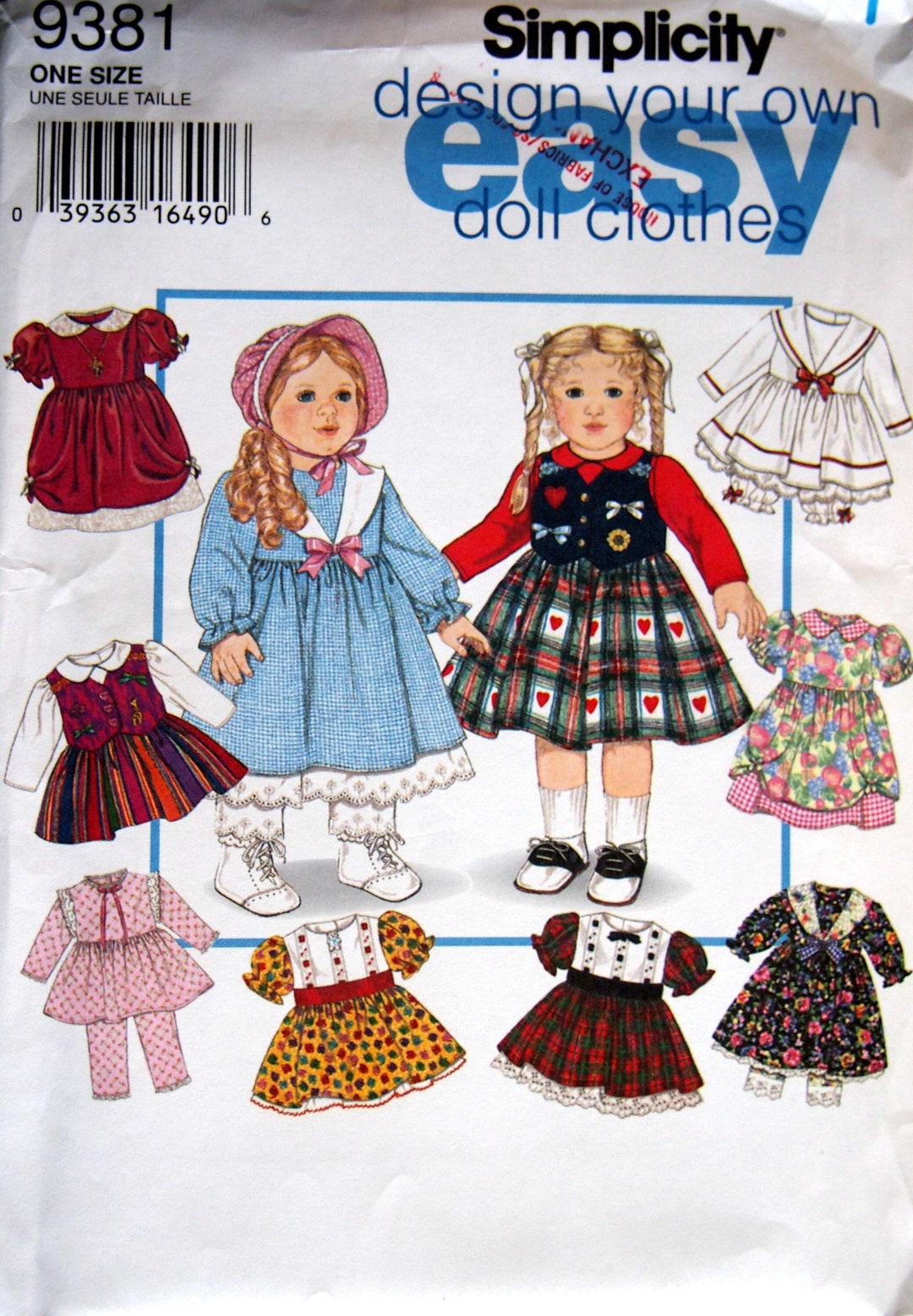 Design Your Own 18-inch Doll Clothes Simplicity 9381 Vintage Uncut ...