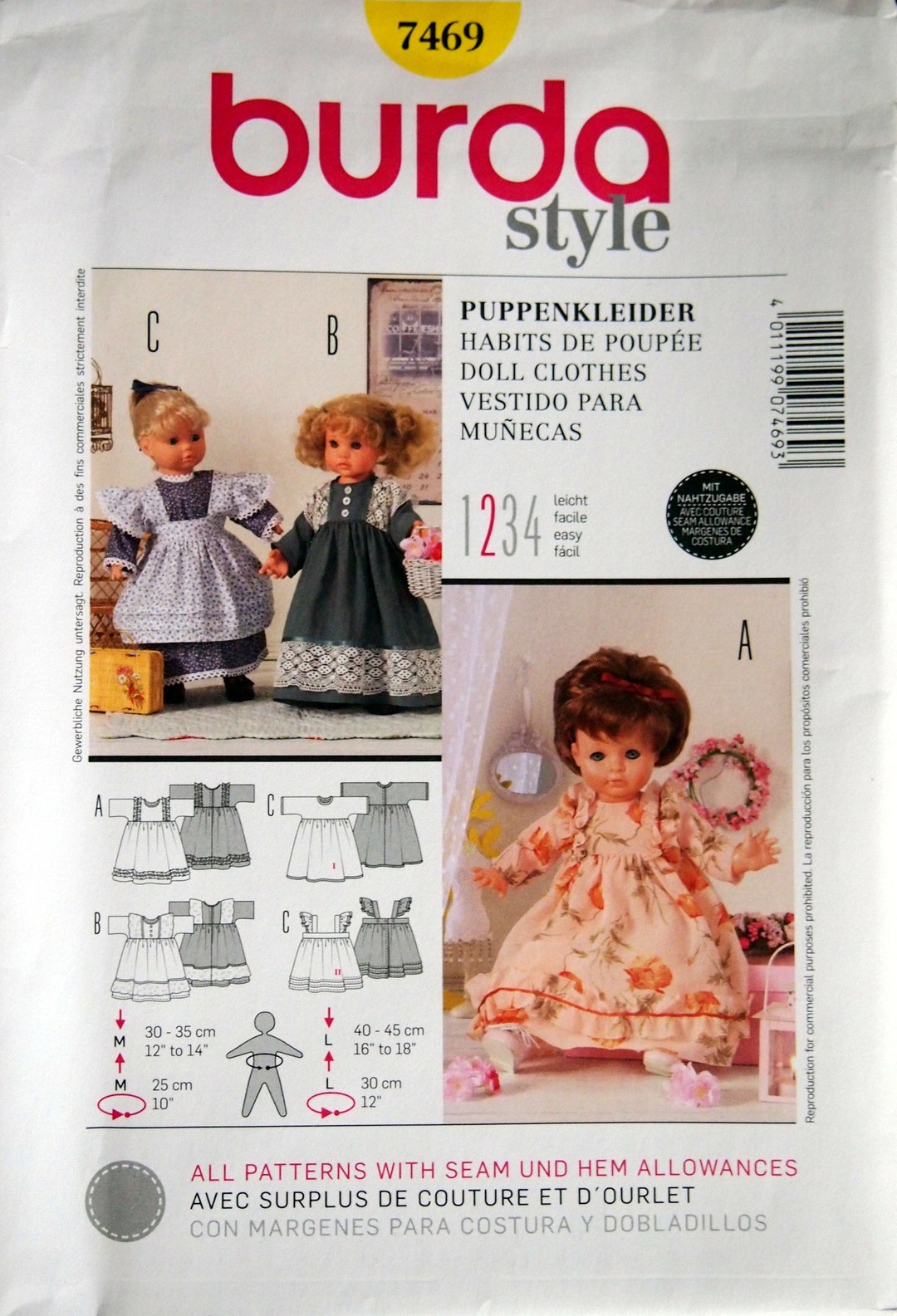Doll Clothes Burda 7469 Uncut Sewing Pattern Undated - Etsy