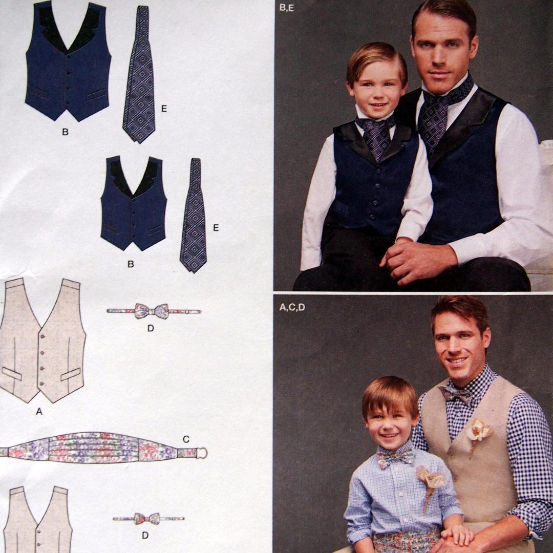 Boys' and Men's Lined Vest, Bow-tie, Cummerbund and Ascot Simplicity ...