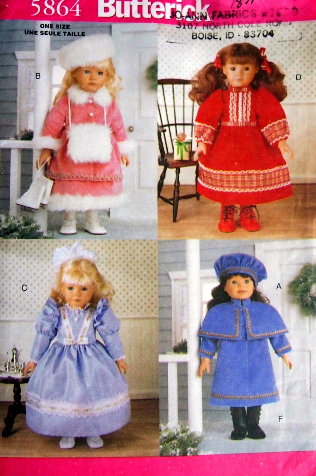 18-inch Doll Historical Clothing Butterick 5864 Vintage Uncut Sewing ...