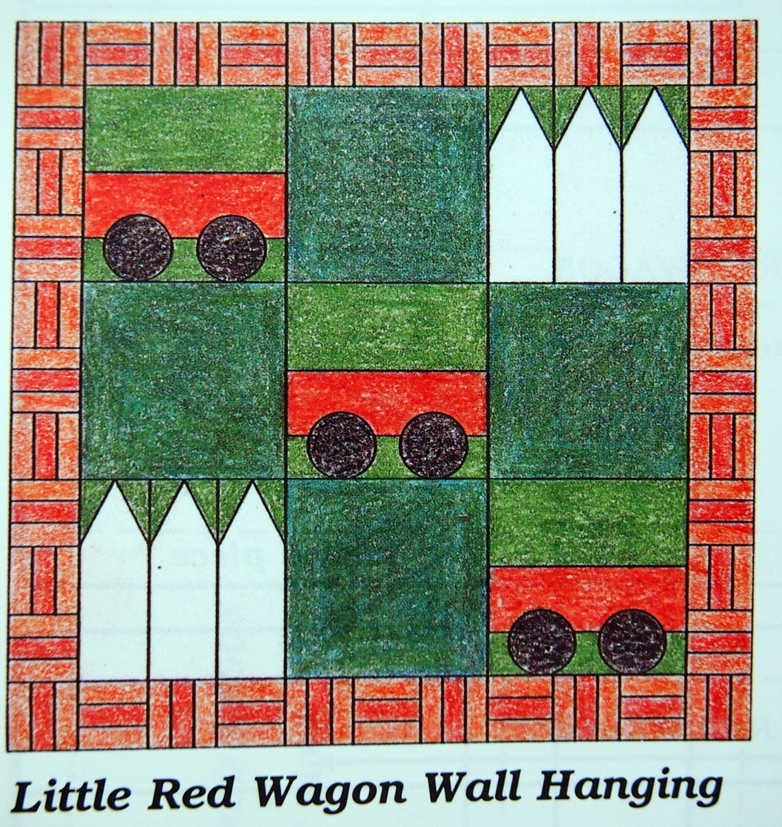 Little Red Wagon (with Template) by Spinning Spools Vintage Quilt ...